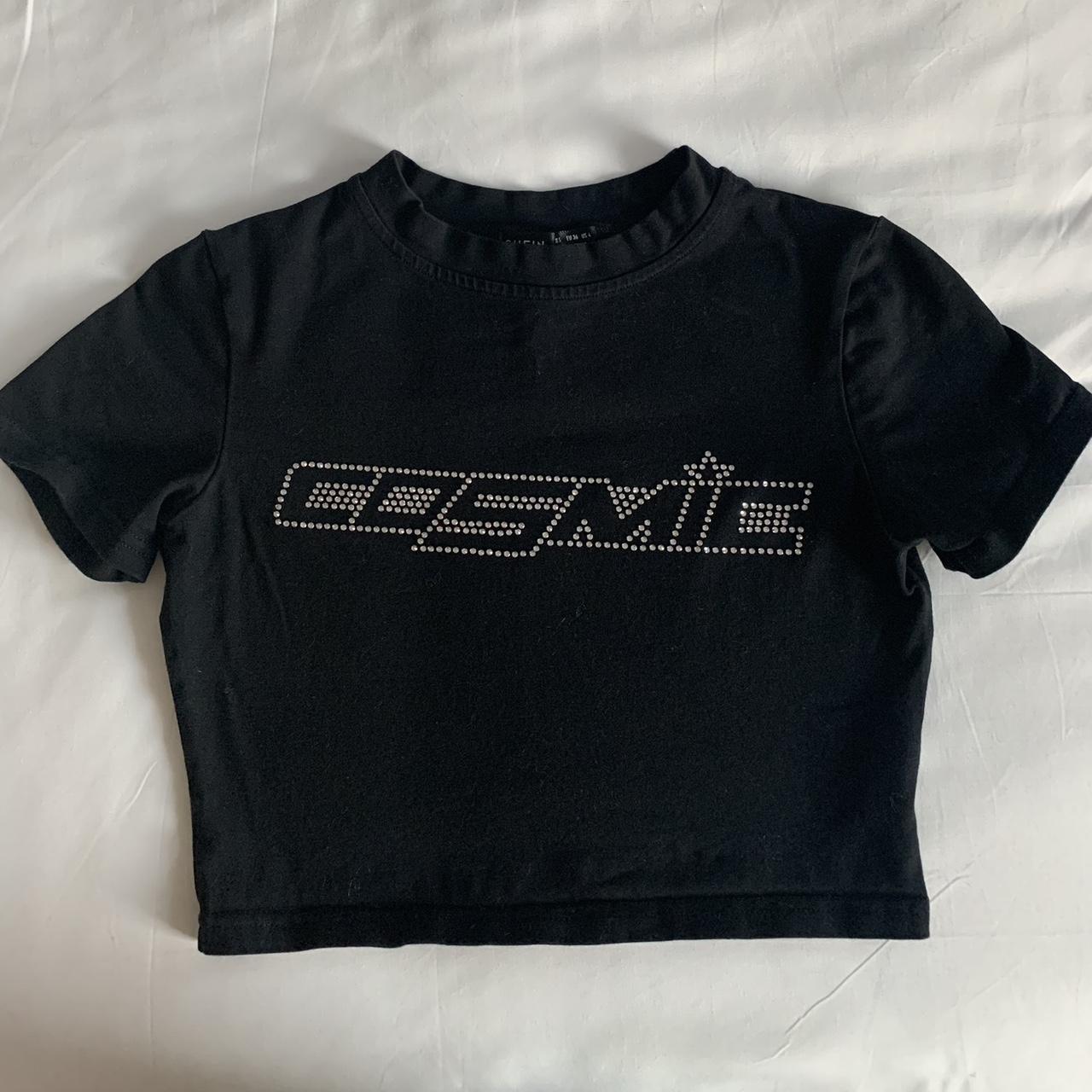 Black “cosmic” crop top Purchased from :... - Depop