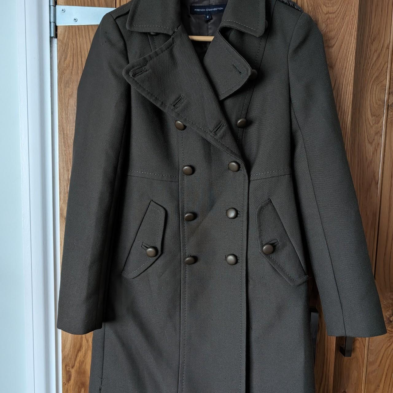 French Connection khaki coat size small in excellent... - Depop