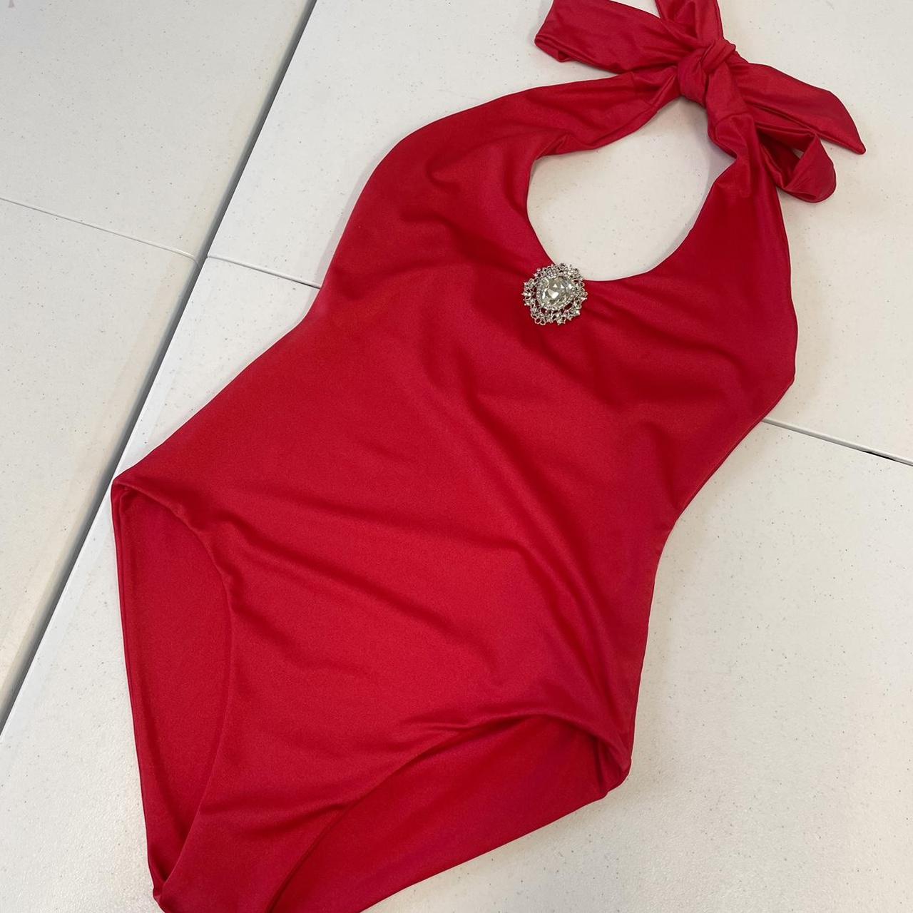 Ladies size 8 halter neck costume with silver brooch... - Depop
