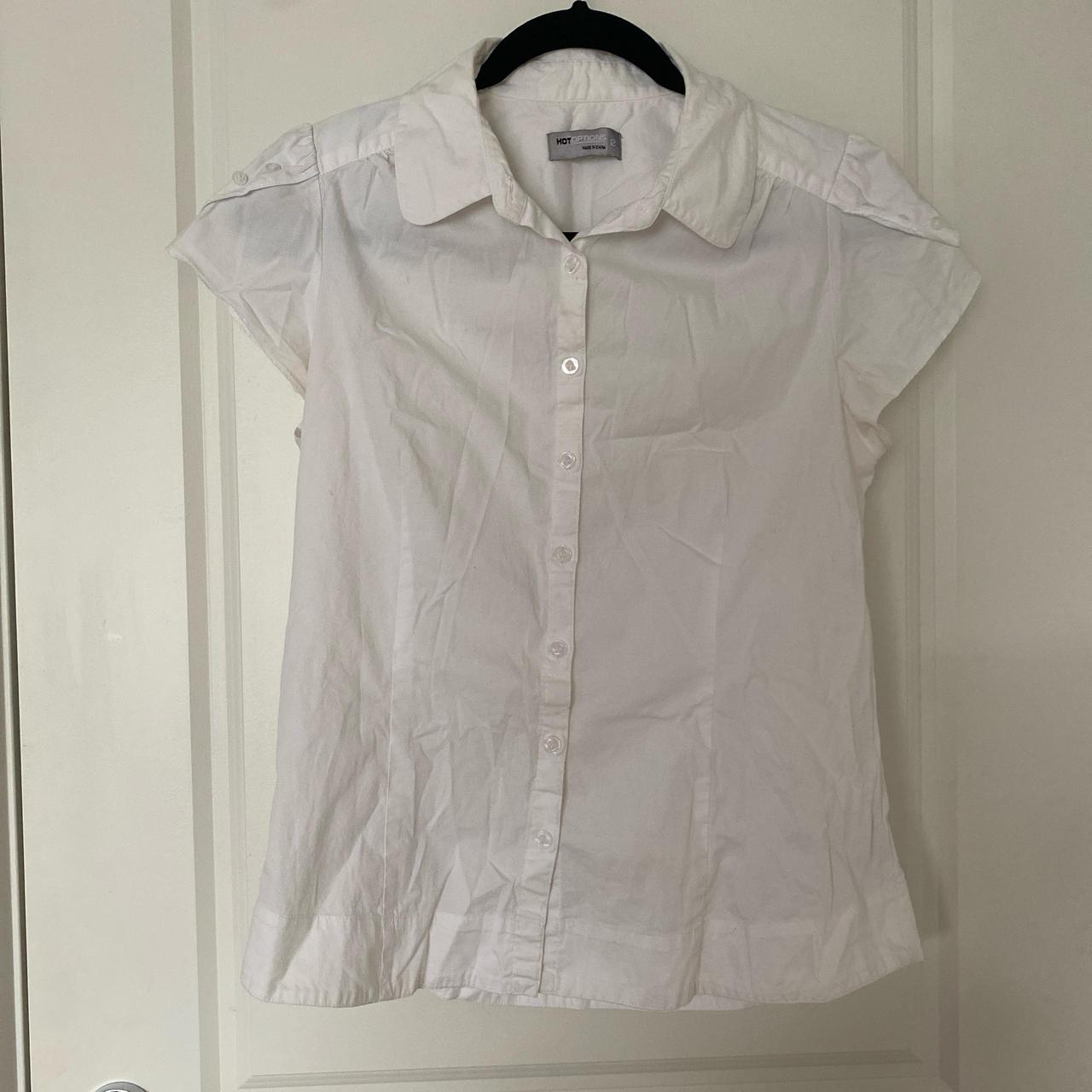 White button up short sleeve Size 12 Office siren - Depop
