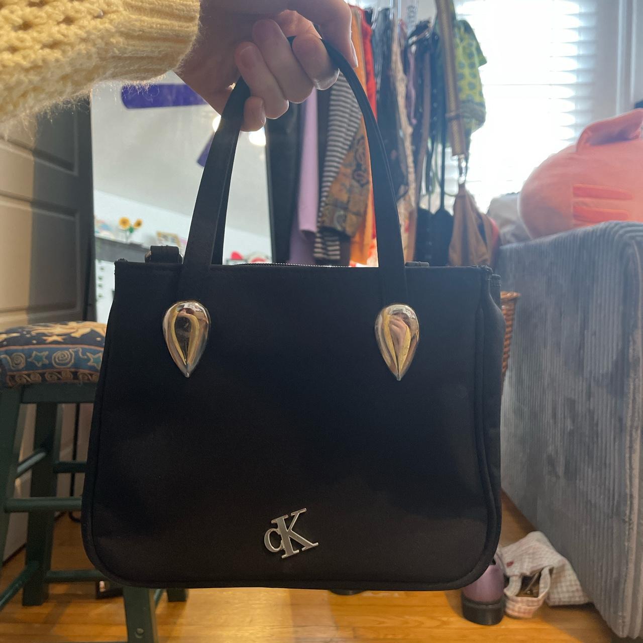 small black calvin klein purse/mini handbag with... - Depop