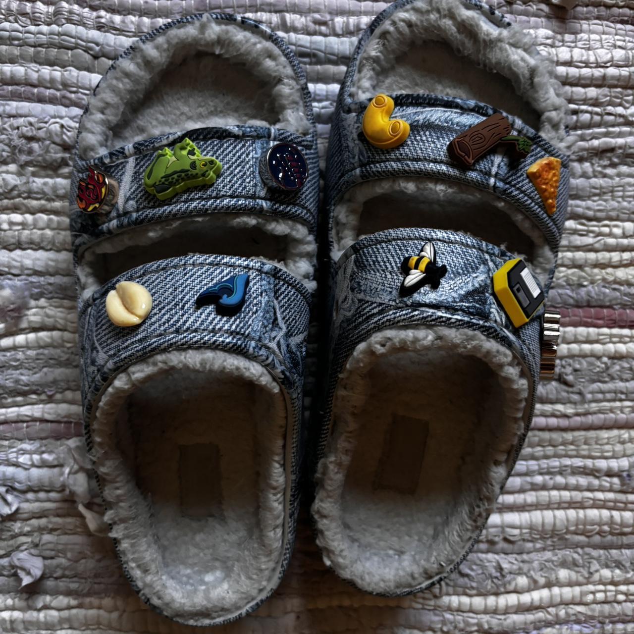 LIMITED edition SZA x Crocs fuzzy denim print crocs... - Depop