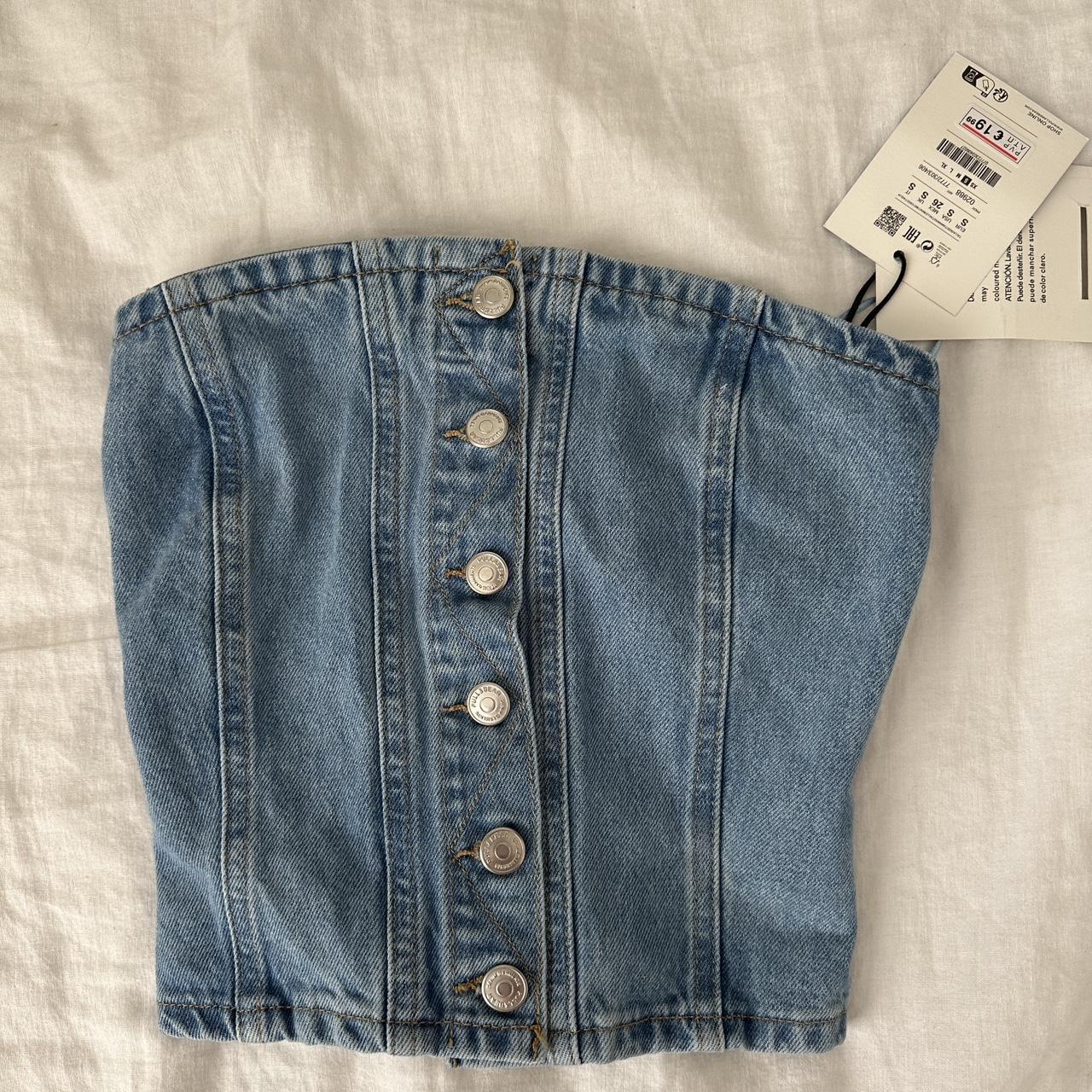 Pull&bear denim tube top price is firm - Depop