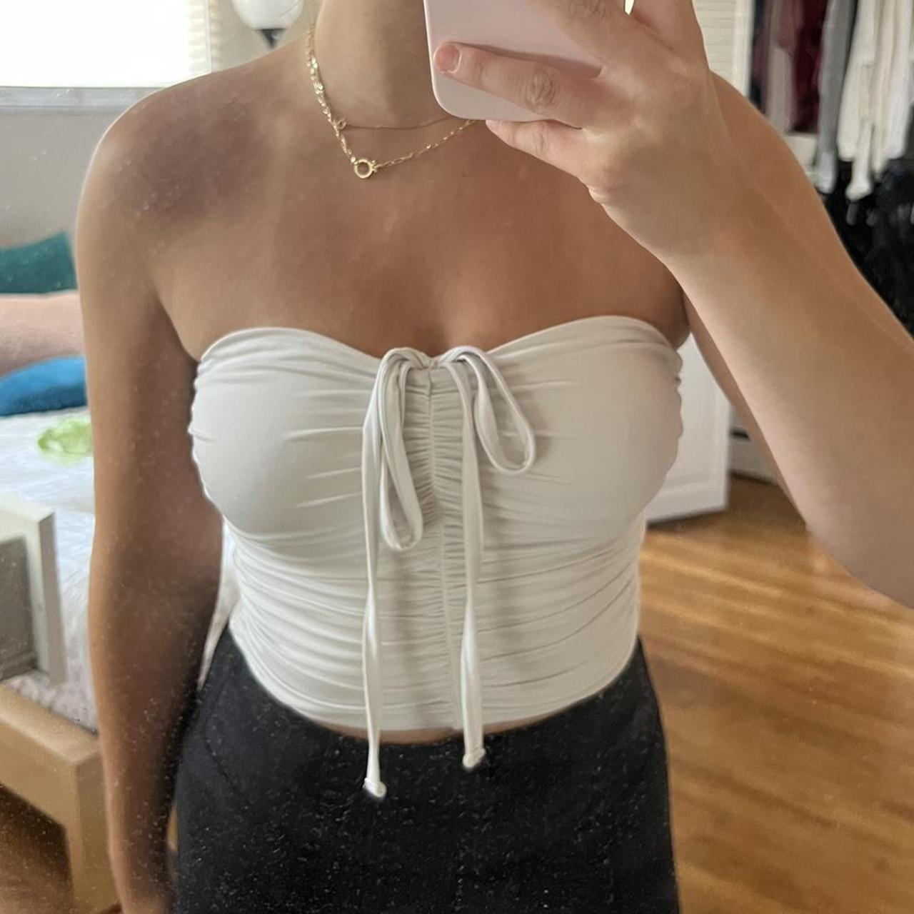 Tiger mist light grey tube top Super flattering,... - Depop