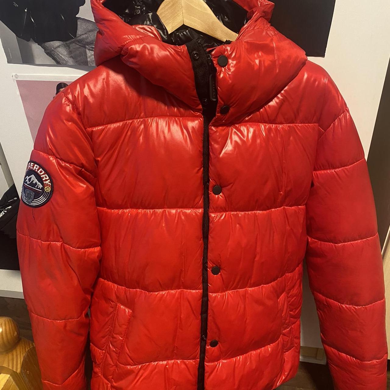 RED SUPERDRY PUFFER JACKET SIZE SMALL BUT IS OVERSIZED - Depop