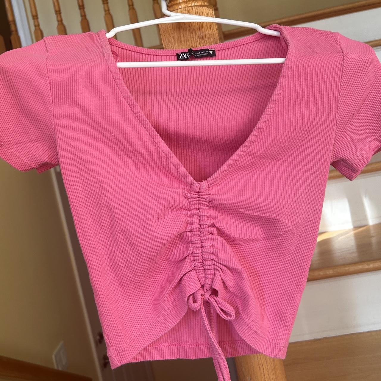 PINK ZARA CROP TOP - gently used, no flaws - size... - Depop