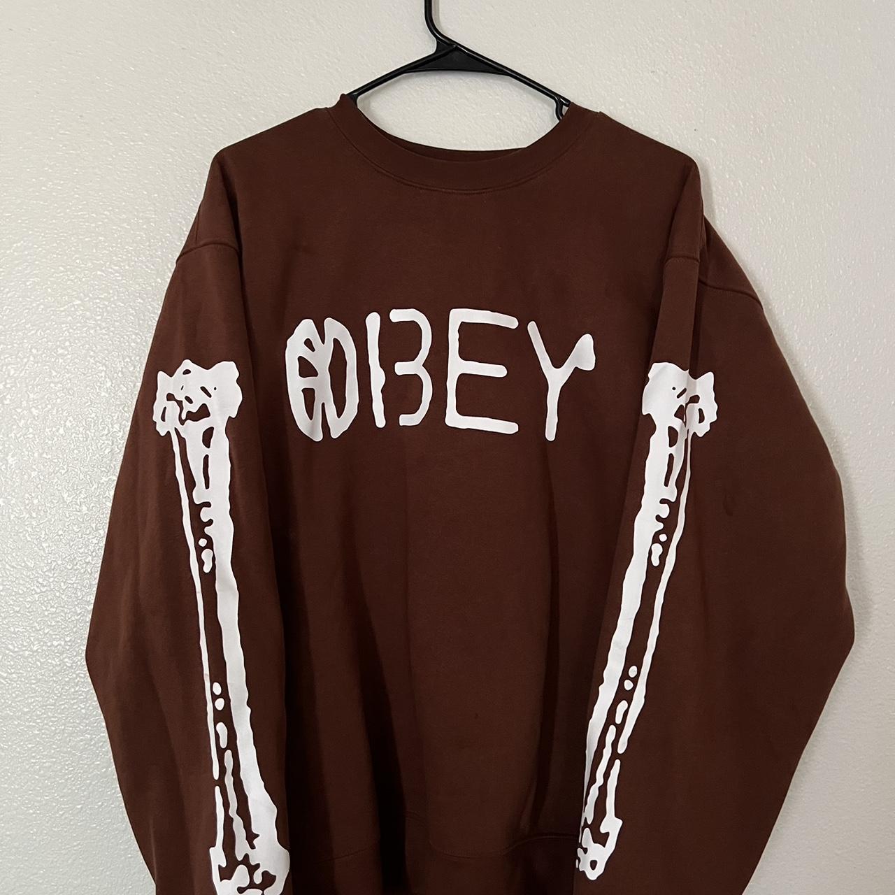 Obey Men's Orange and White Sweatshirt | Depop