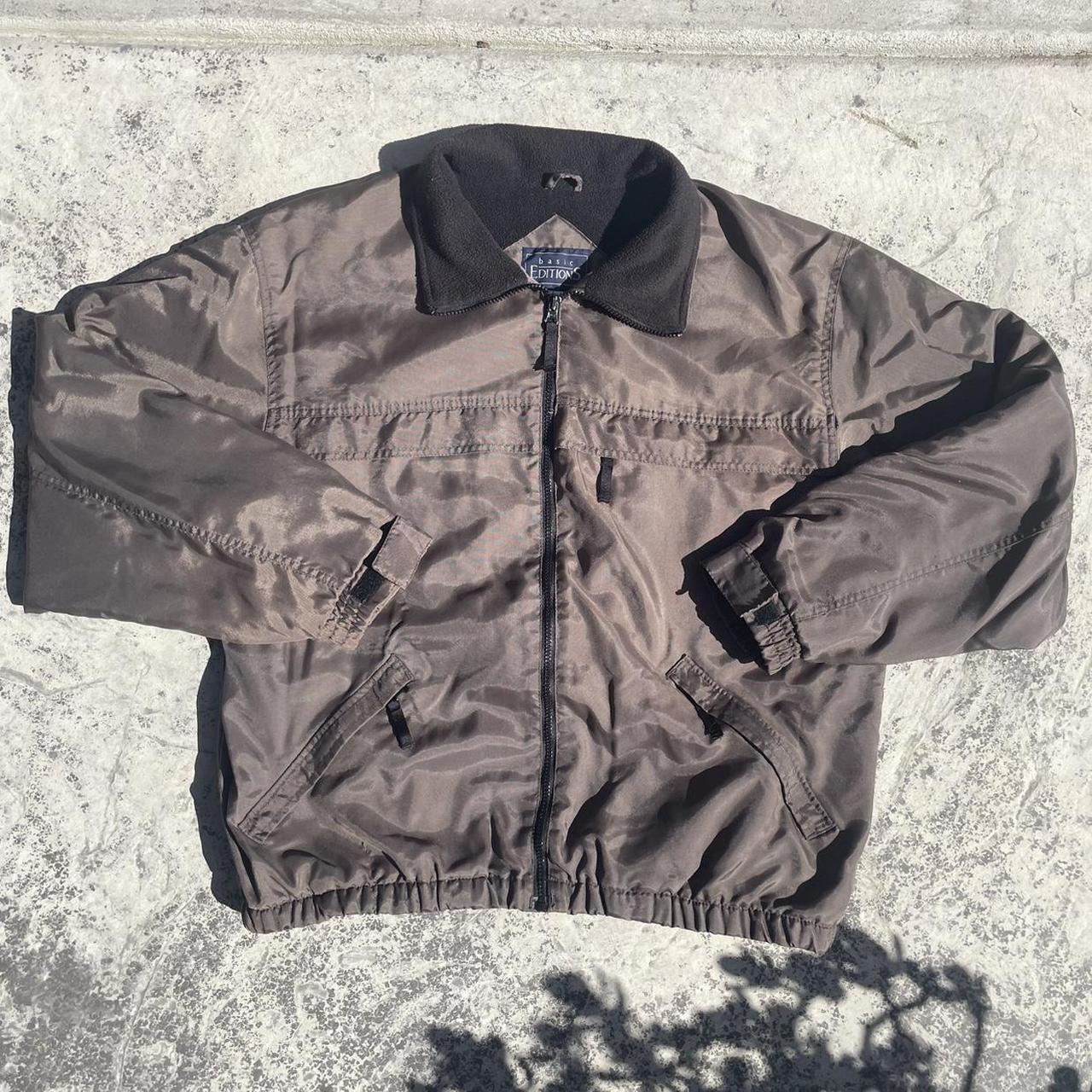 Vintage Brown and black Basic Edition windbreaker... | Depop