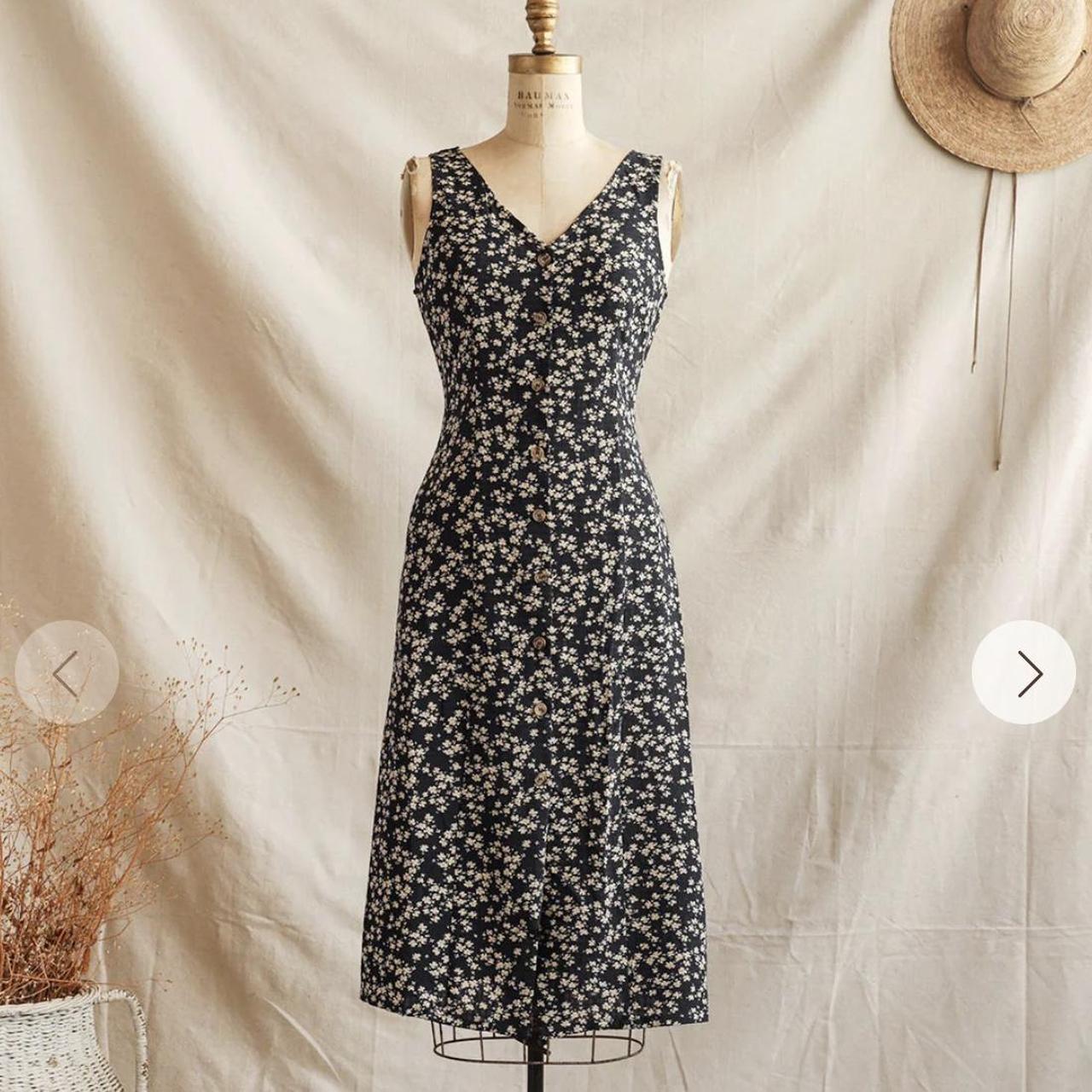 NWT 90s French Inspired Dress. Crafted from dark... - Depop