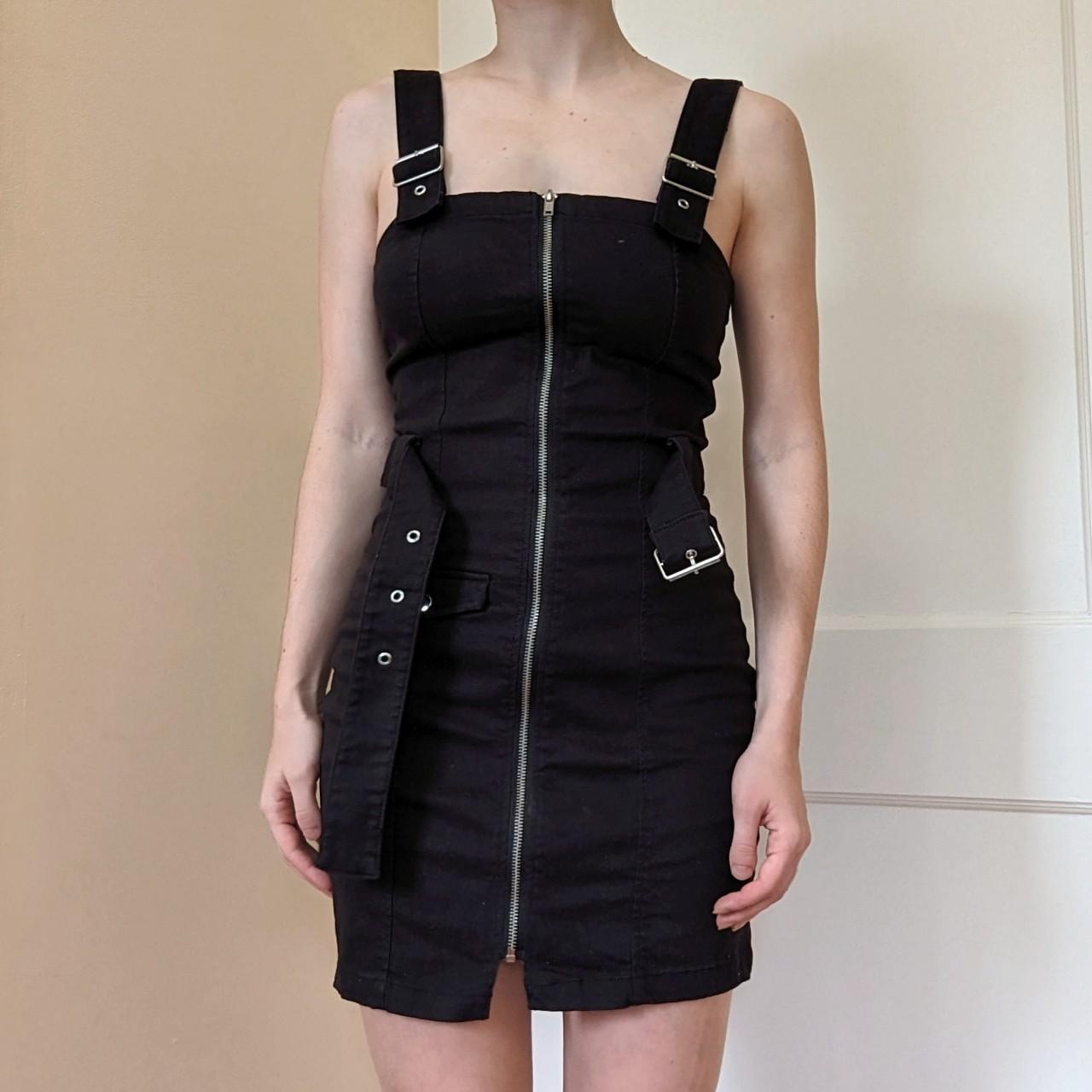 Black utility dress with silver hardware Completely... - Depop