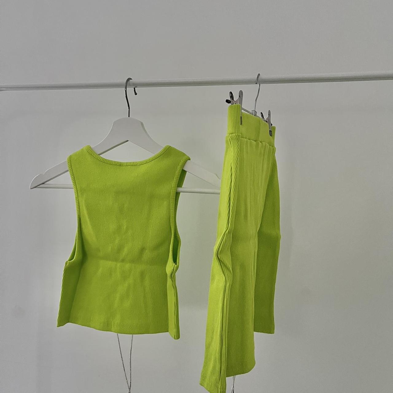 BOOHOO diamanté trim lace up co ord in lime green... - Depop