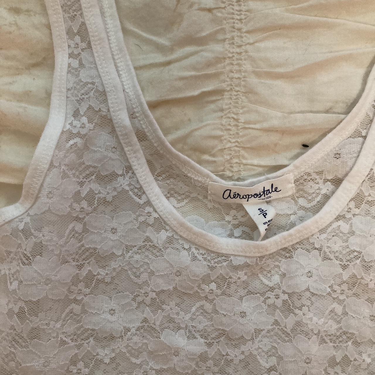 Vintage white lace tank top Y2k sheer lace cami... - Depop