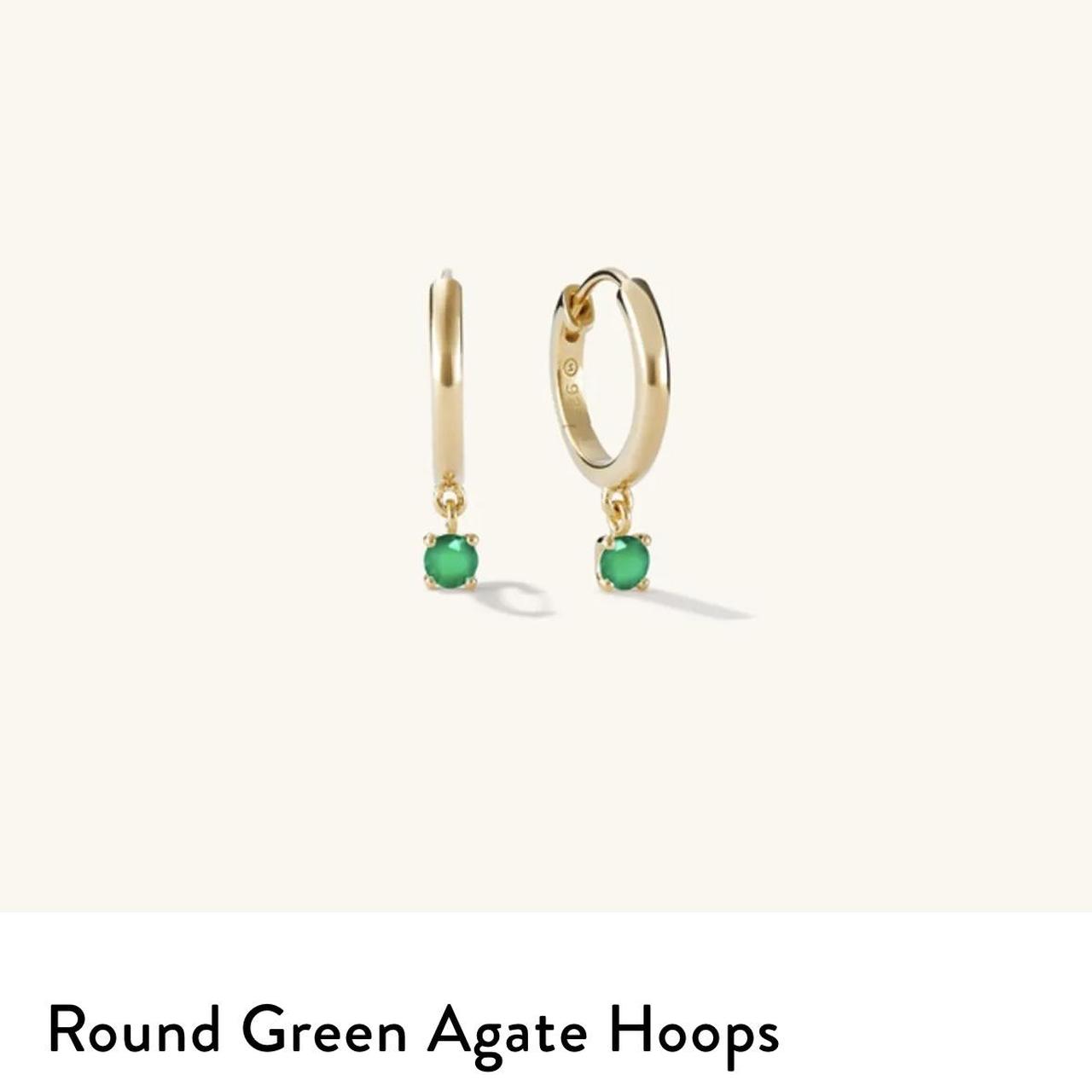 Mejuri Green Agate Hoops. Brand new, unworn.... - Depop