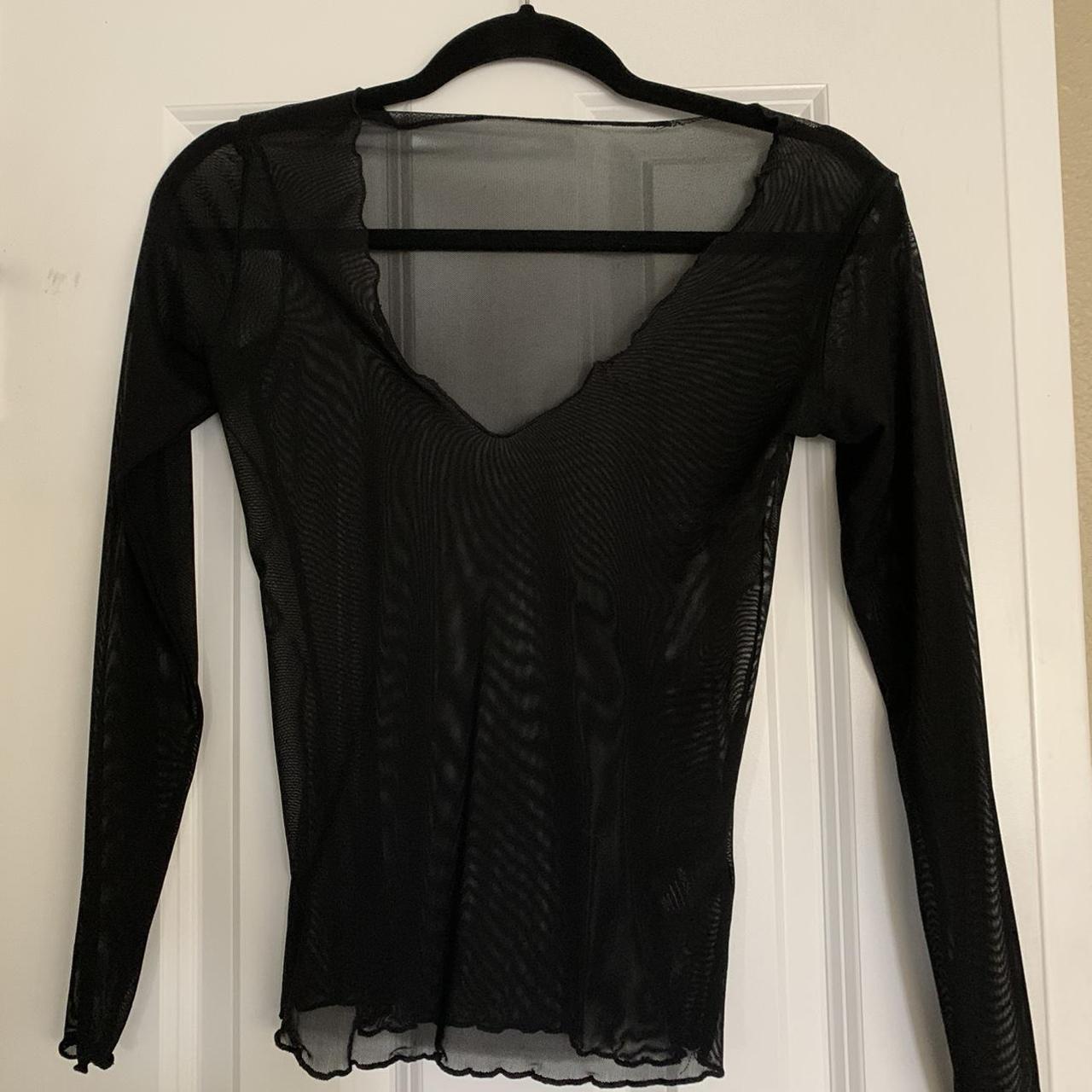#disturbia mesh sheer lettuce trim top - Depop
