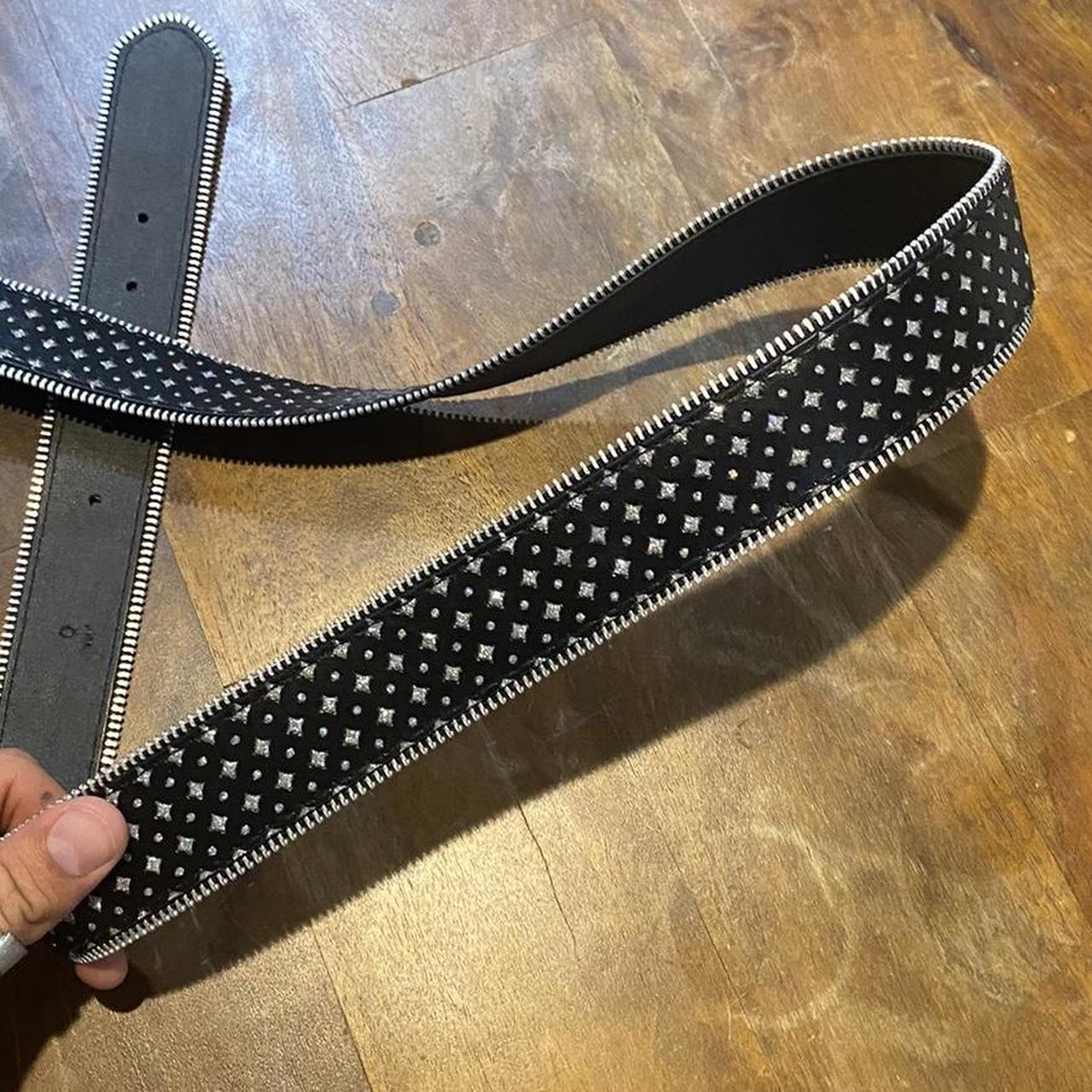 shiny zipper stud belt super swag belt kinda emo and... - Depop