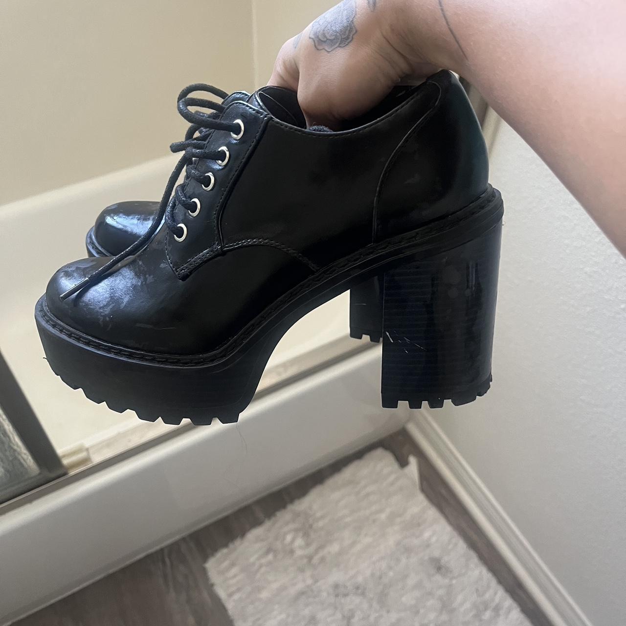 Black combat heel boots - Depop