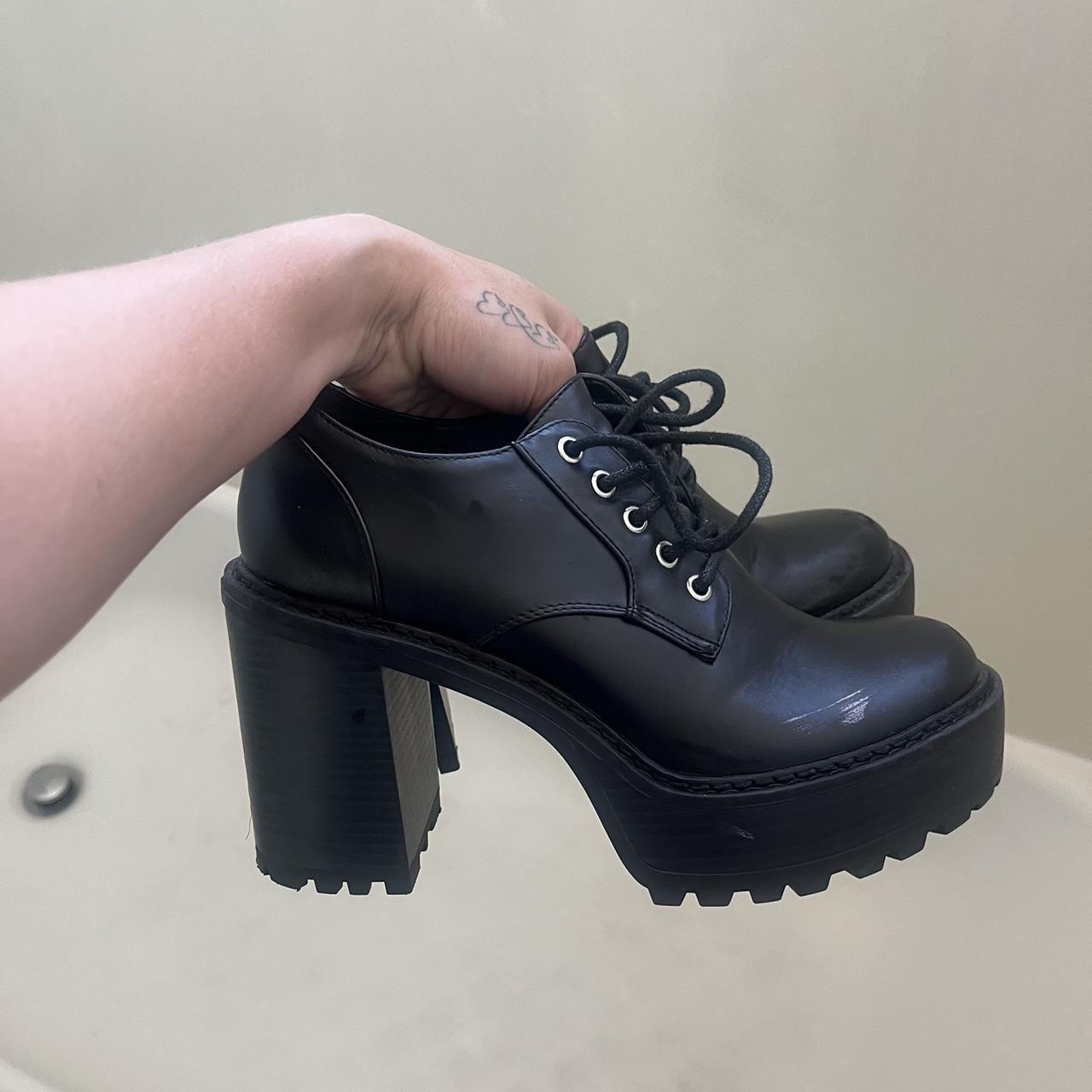 Black combat heel boots - Depop