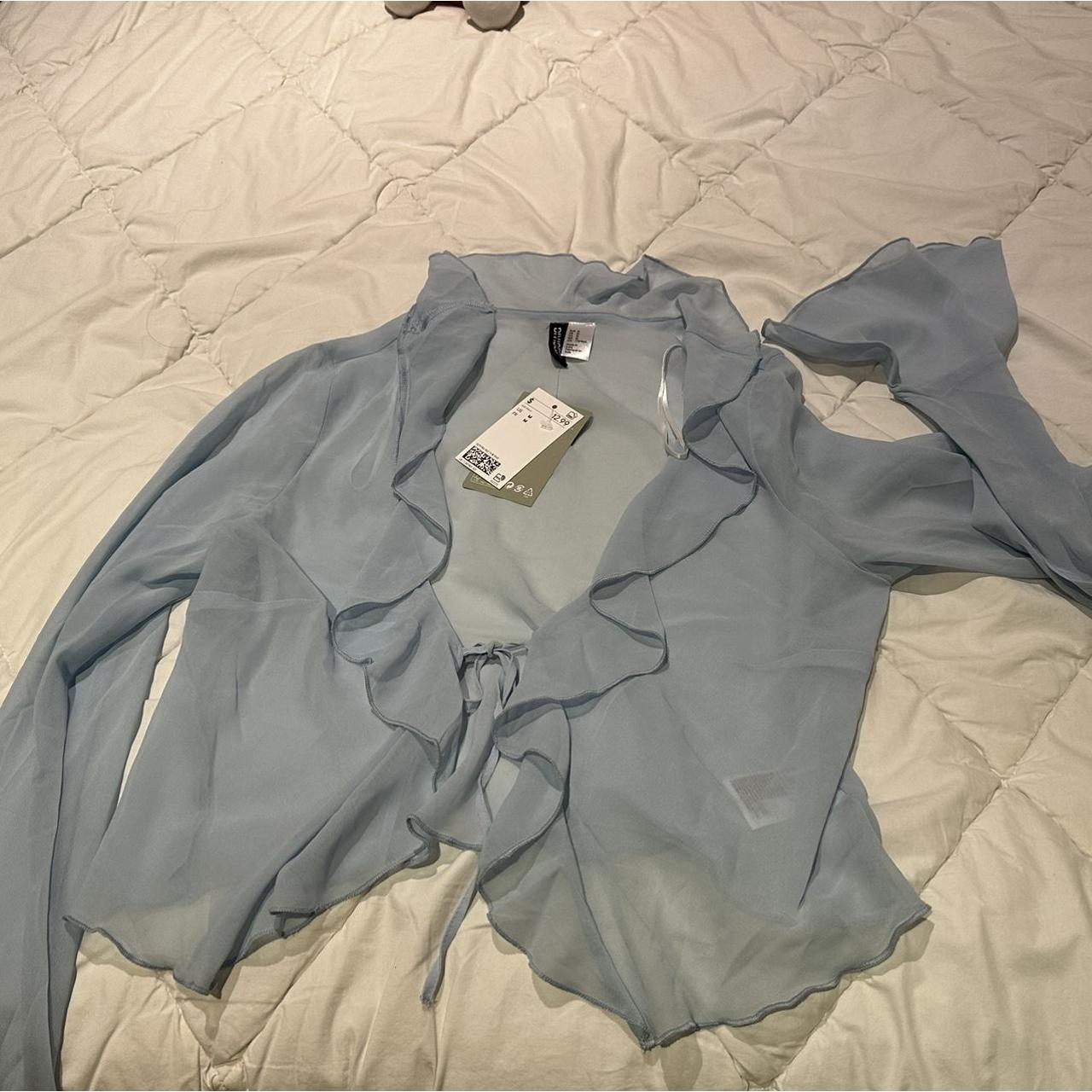 Crop mesh top with a tie in the front. Never worn... - Depop