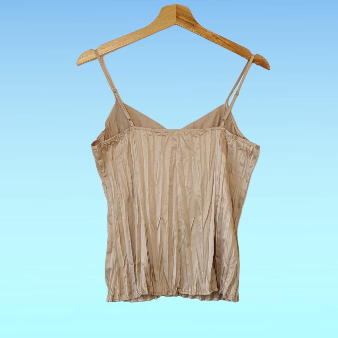 Y2k vintage sequinned camisole. Gold crinkle cami... - Depop