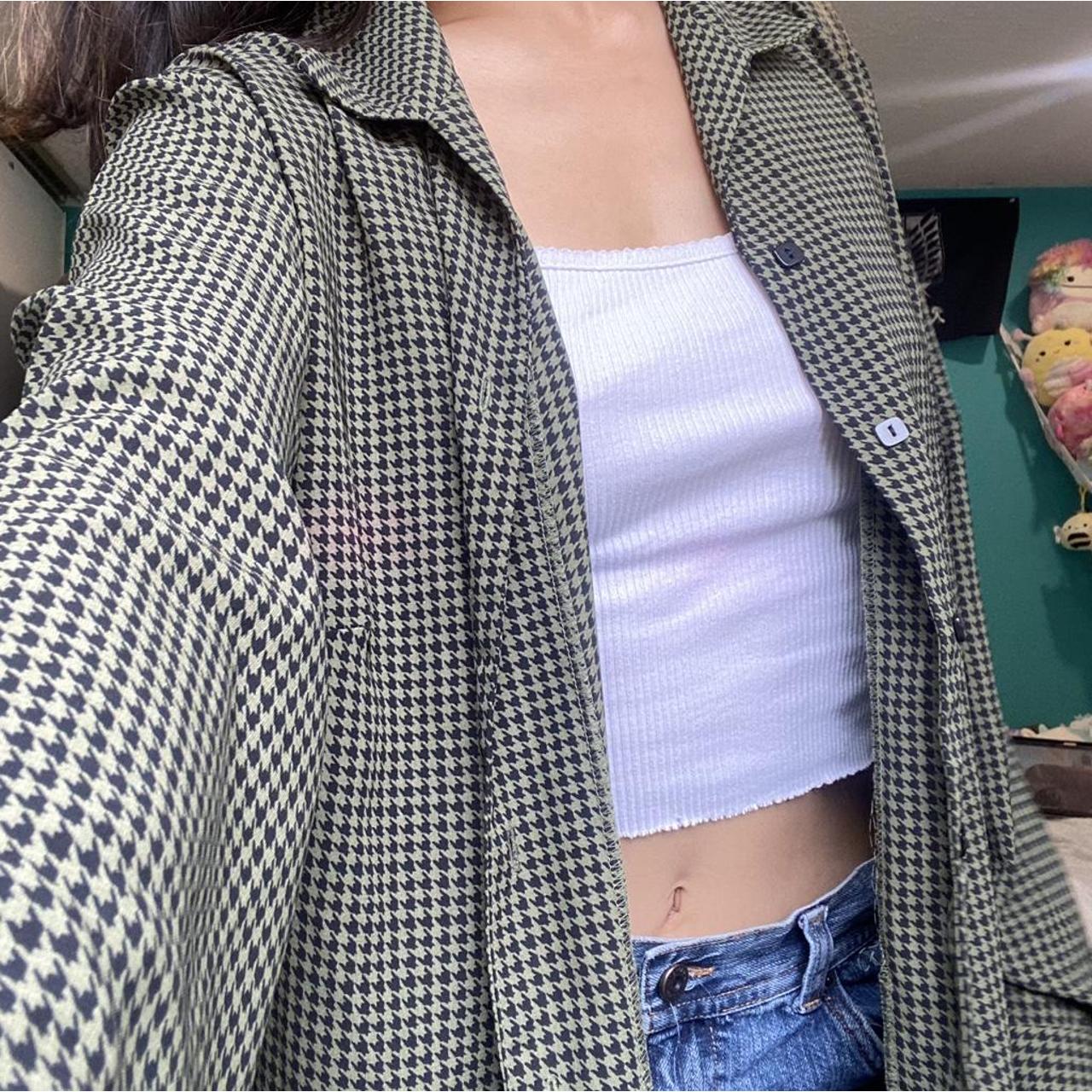 American Vintage Women's Green and Black Cardigan | Depop