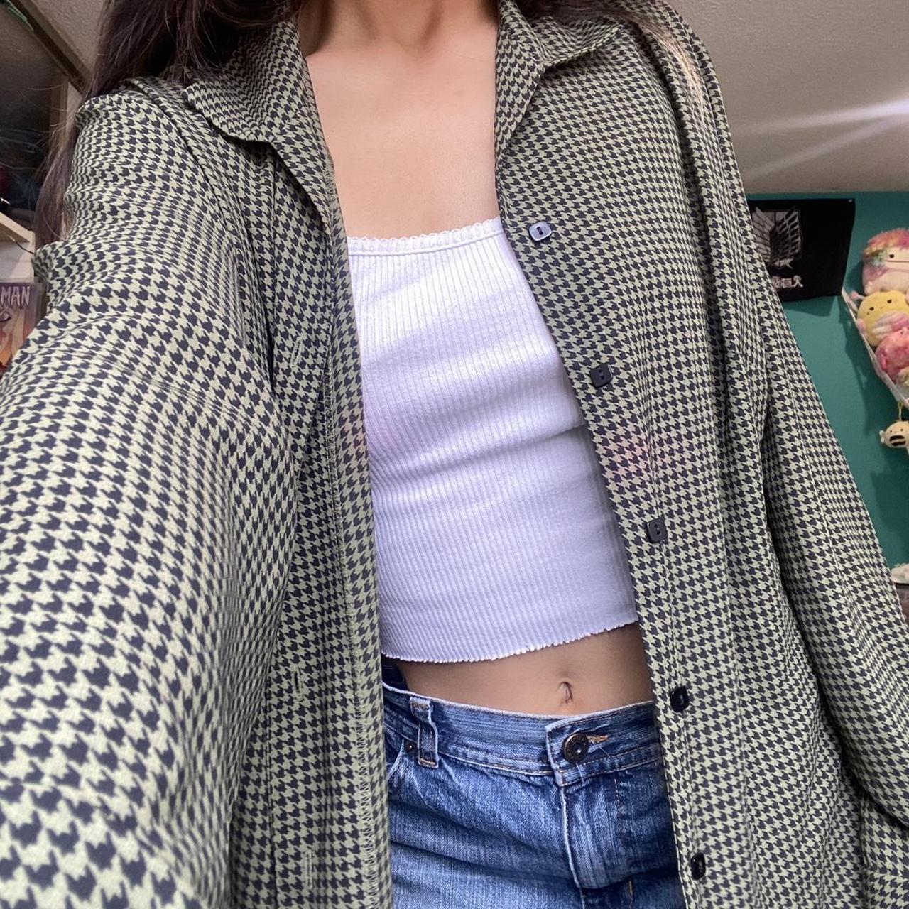 American Vintage Women's Green and Black Cardigan | Depop