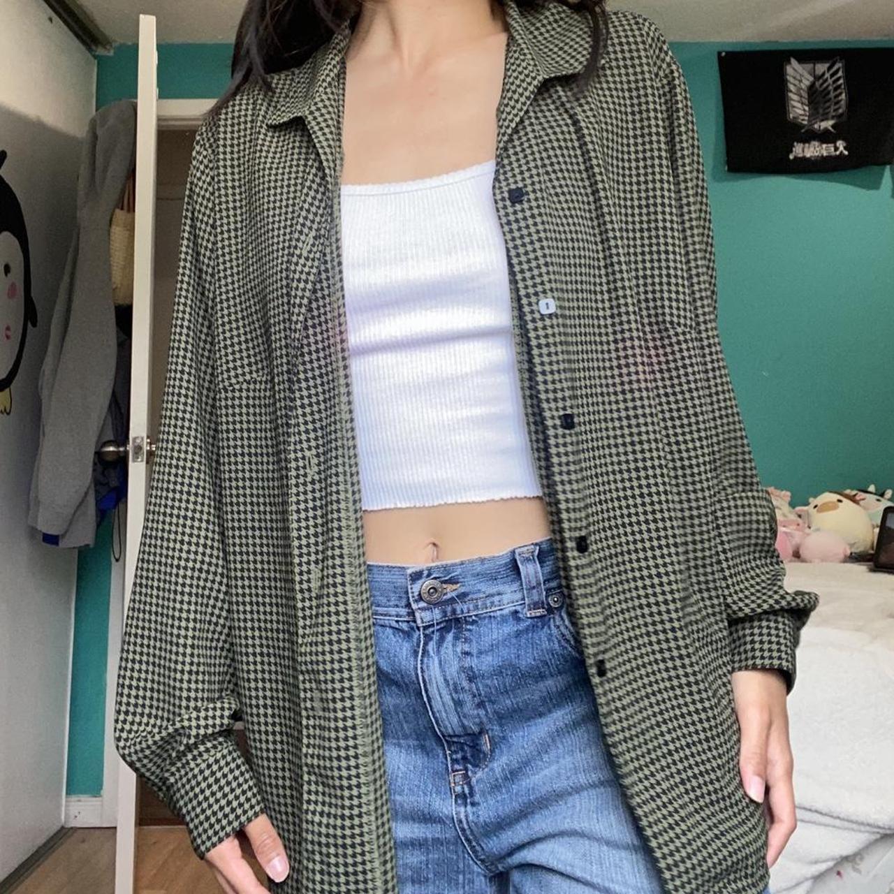 American Vintage Women's Green and Black Cardigan | Depop