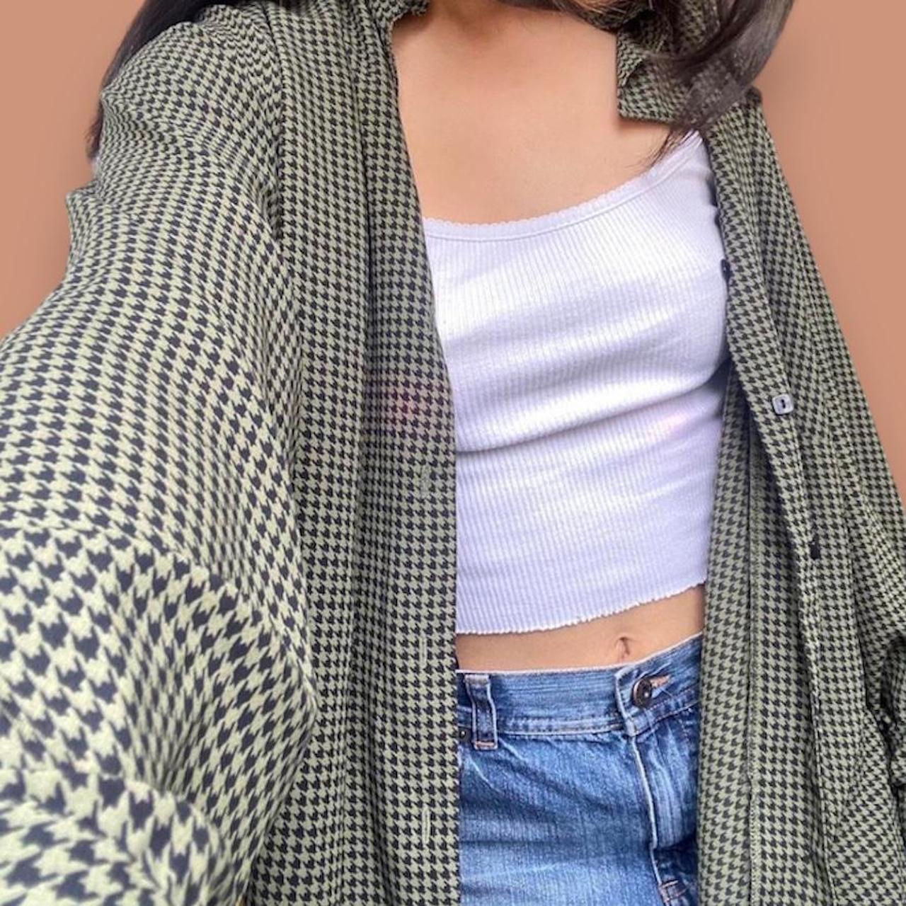 American Vintage Women's Green and Black Cardigan | Depop