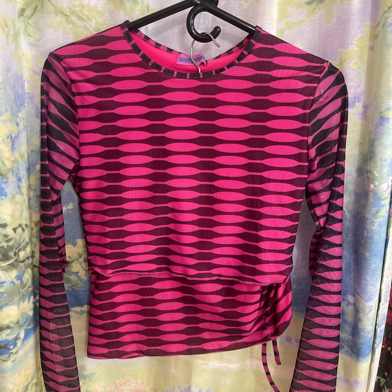 Edikted hot pink zebra set Never worn Top is M... - Depop