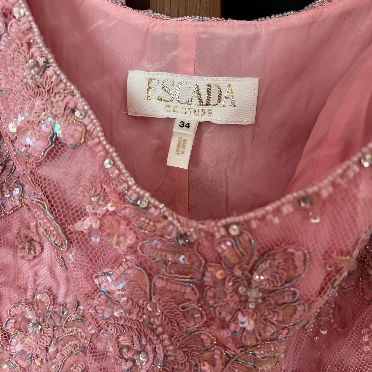 gorgeous baby pink escada couture sequin covered top... - Depop