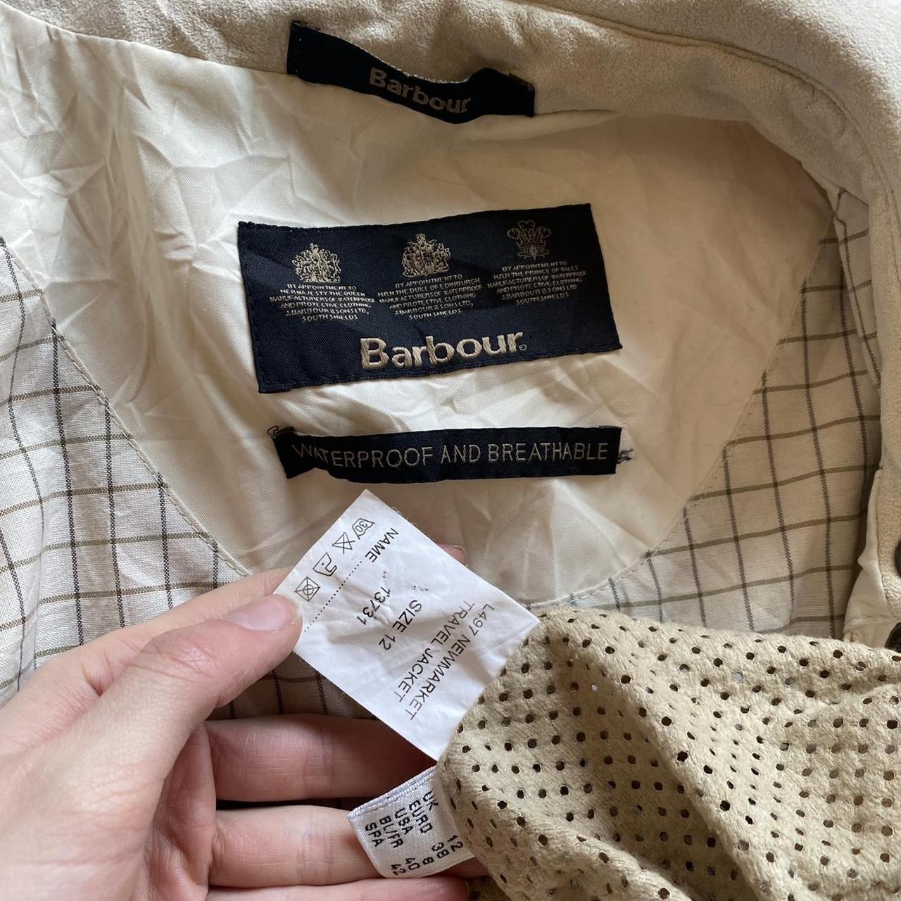 Barbour Women's Tan and Cream Jacket | Depop