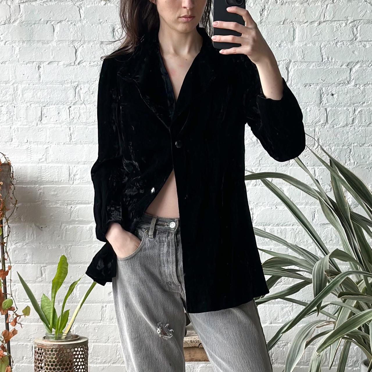 Bonwit Teller designer vintage 80s black velvet... - Depop