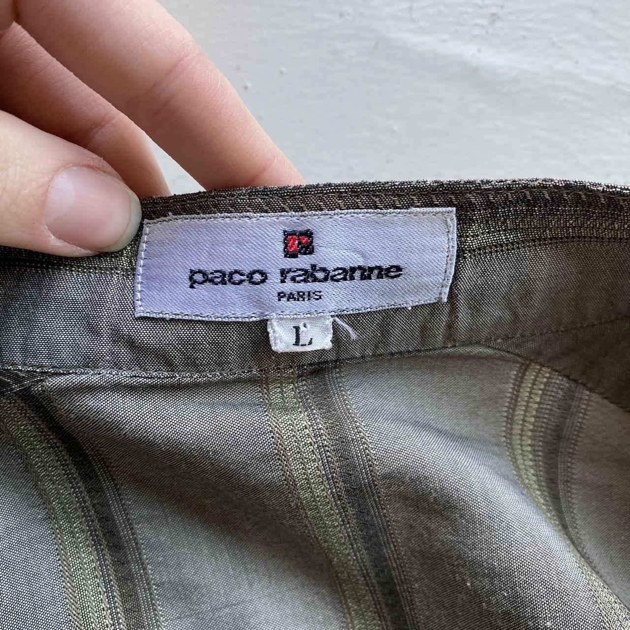 Paco Rabanne vintage 90s gray/green silk stand... - Depop