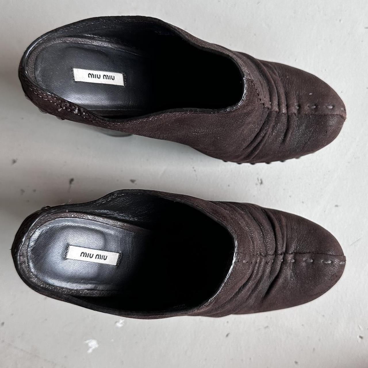 Miu Miu vintage 00s brown platform studded clog... - Depop