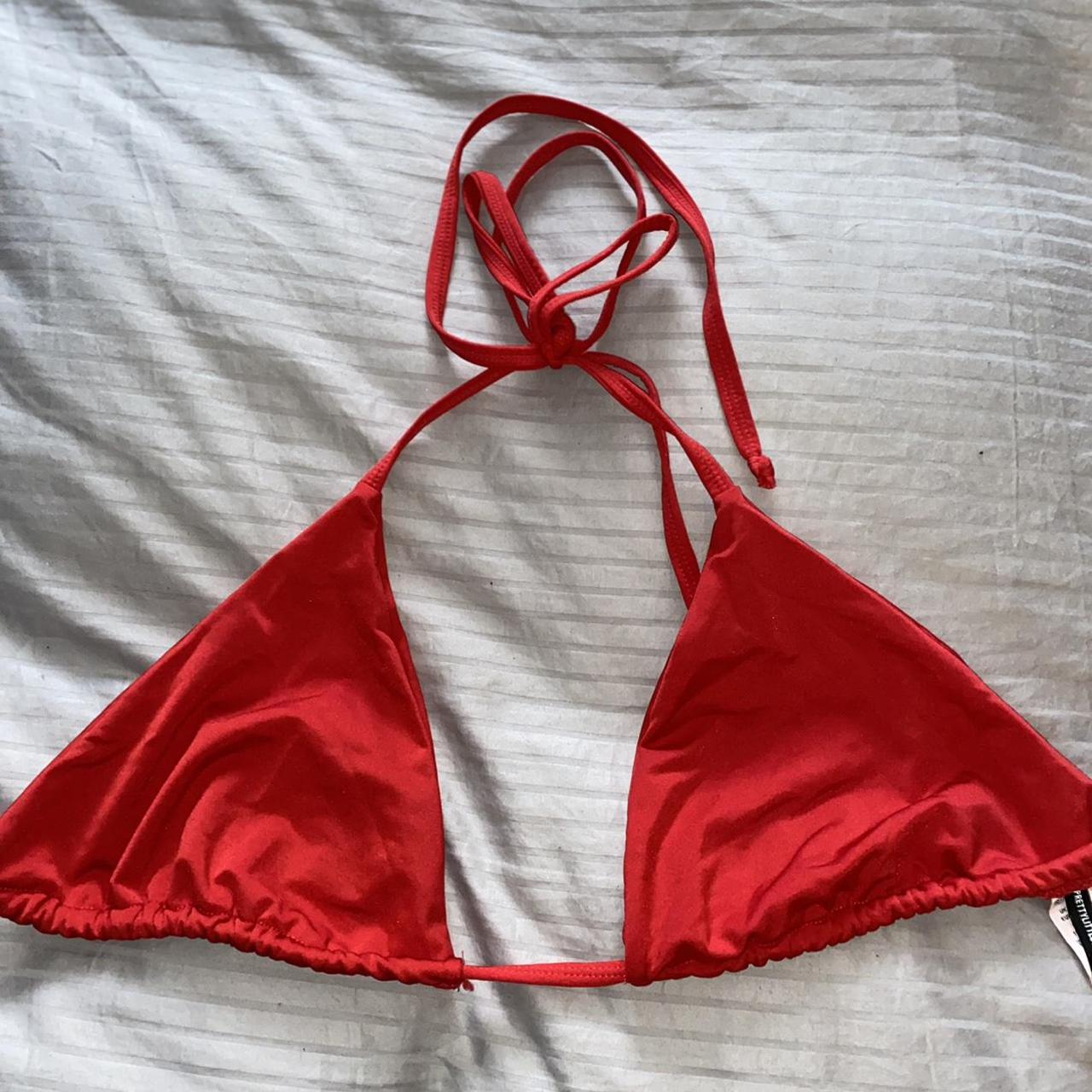 Pretty Little Thing red triangle bikini... - Depop