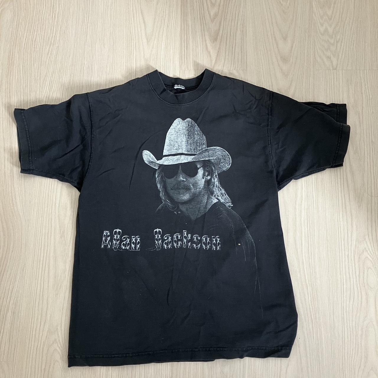 Vintage black T shirt Alan Jackson graphic. Size large - Depop