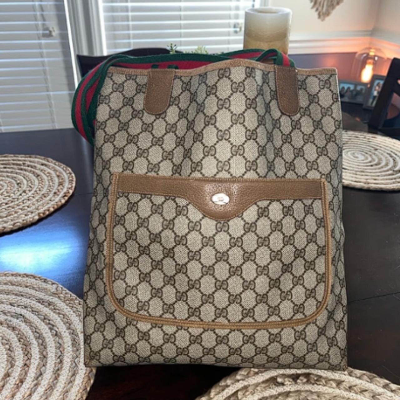 GUCCI The tote features Gucci's iconic GG monogram... - Depop