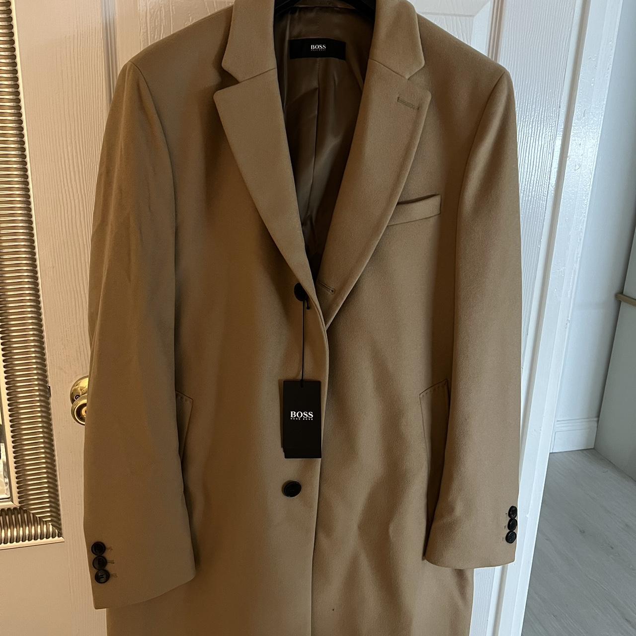 Size UK 54 Men’s Hugo Boss Wool Coat in Beige.... - Depop