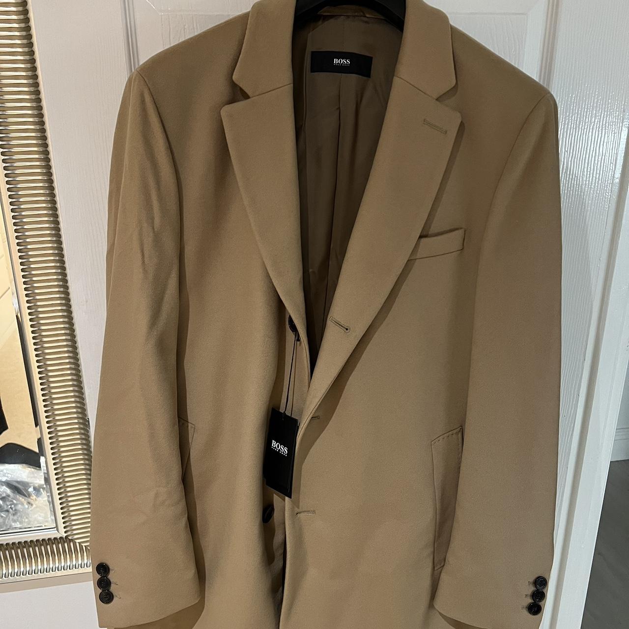 Size UK 54 Men’s Hugo Boss Wool Coat in Beige.... - Depop