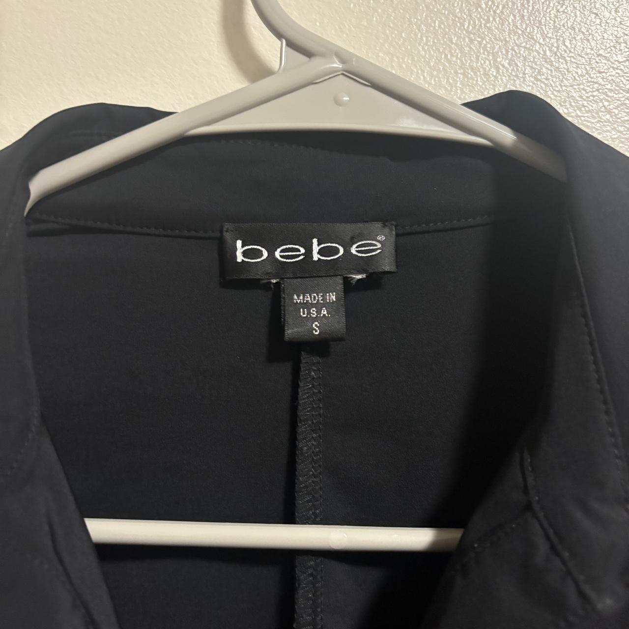 Bebe black mesh long sleeve top with closure -... - Depop