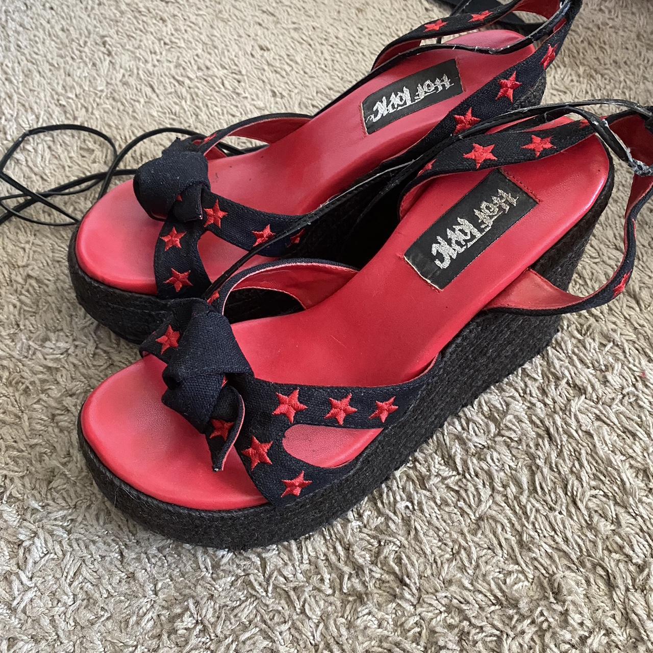 vintage hot topic black and red Mary Jane sandals... - Depop
