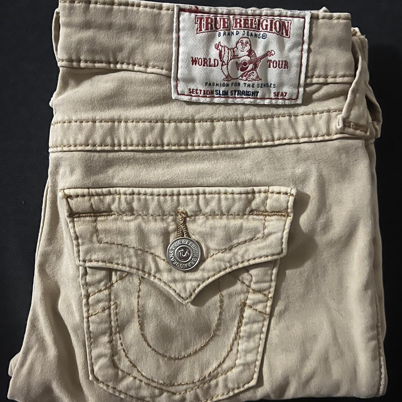 TRUE RELIGION LOW RISE KHAKIS Y2K WAIST 26” Fits... - Depop