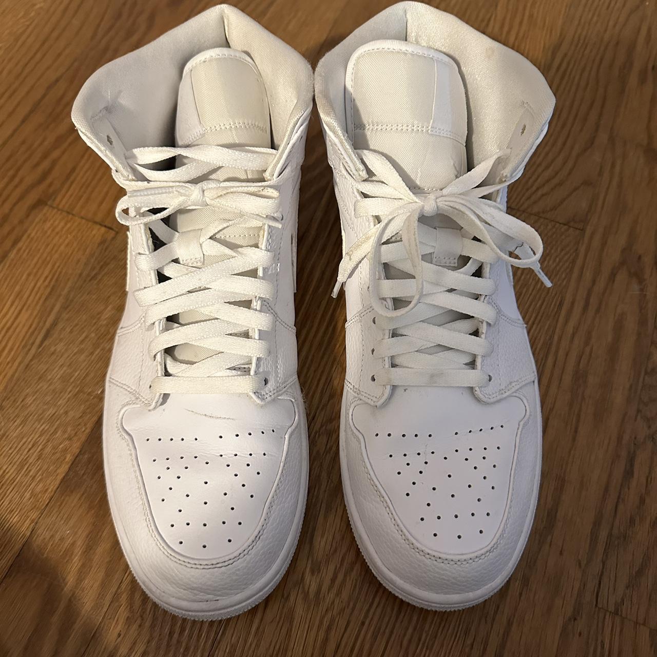 Air Jordans White Hightops worn only a couple of... - Depop