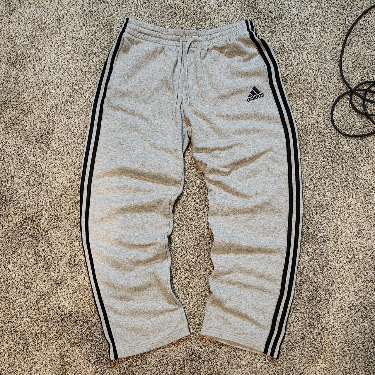 large baggy light grey adidas sweatpants worn a... - Depop