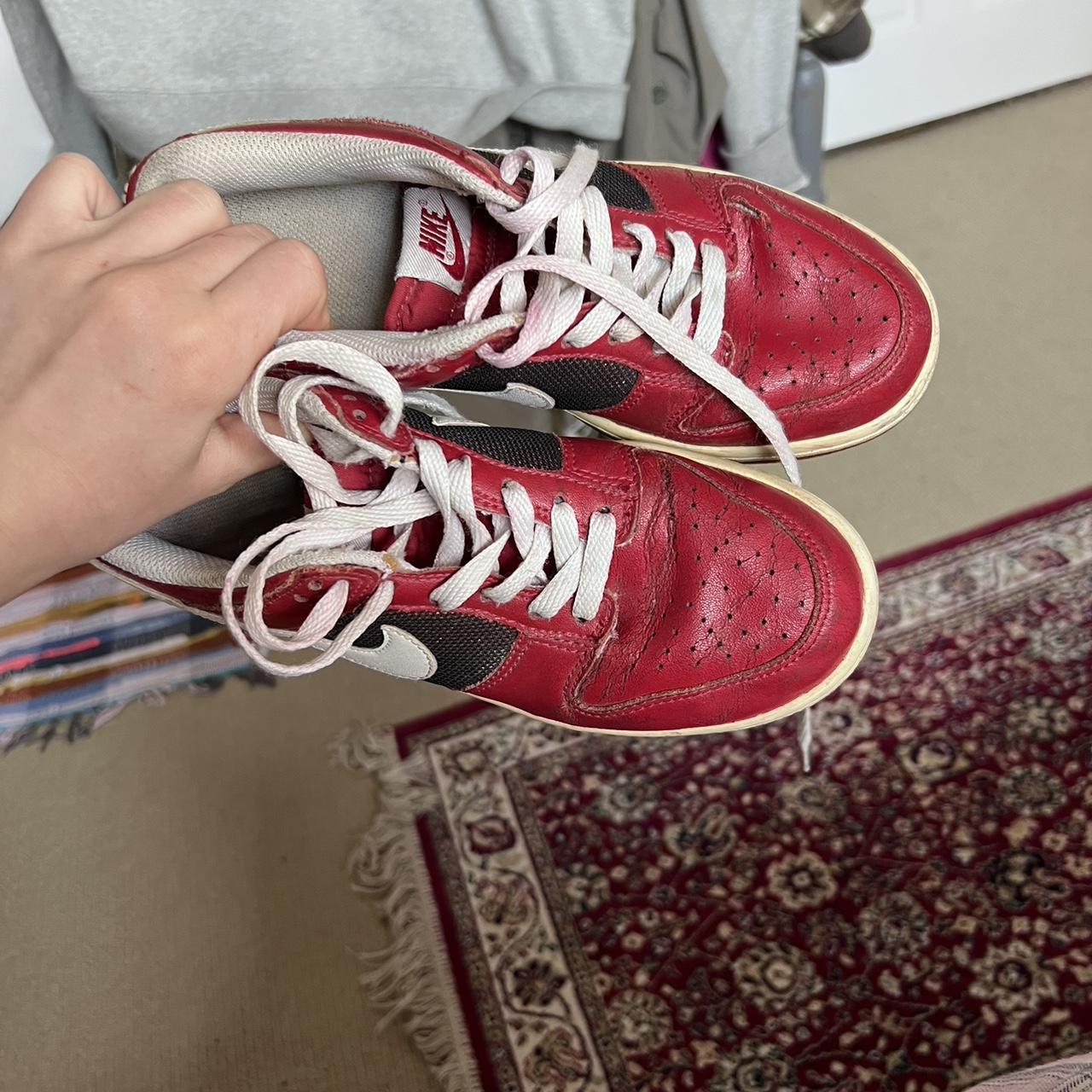 Vintage Nike red and sparkle Nike dunk style... - Depop