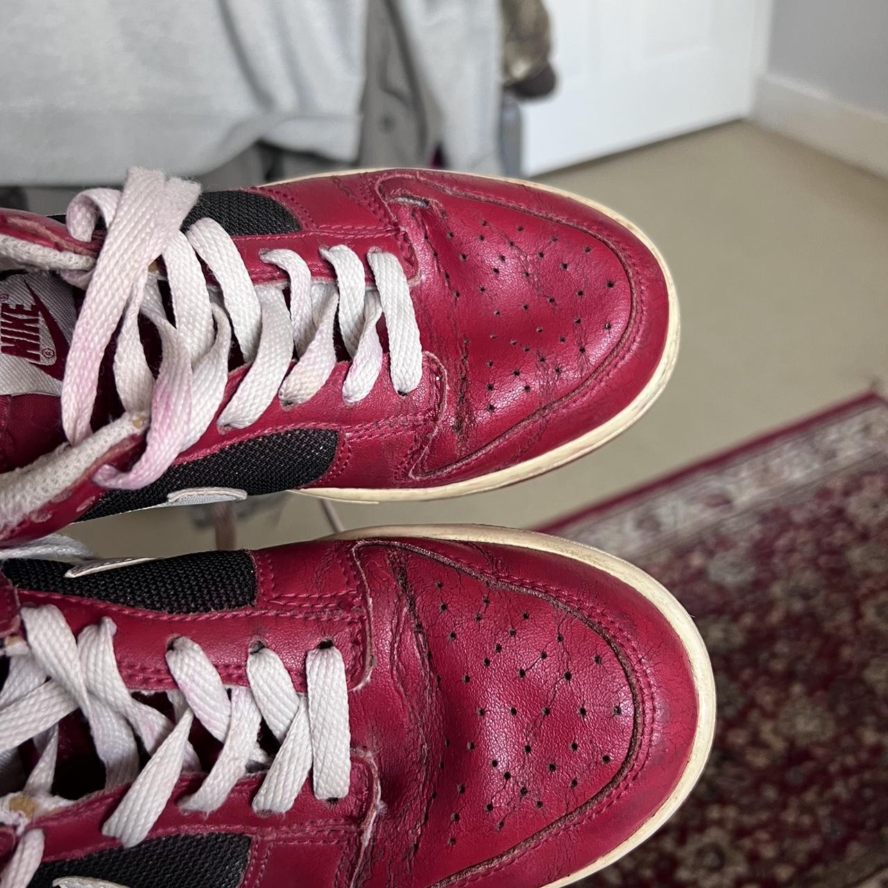 Vintage Nike red and sparkle Nike dunk style... - Depop