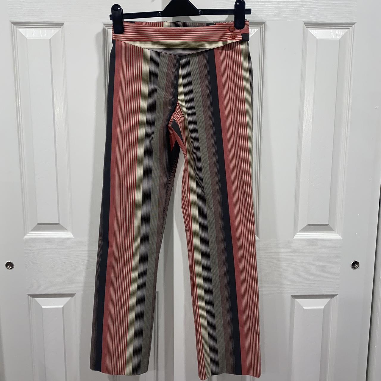 Y2k vintage low rise striped slacks - brand is... - Depop