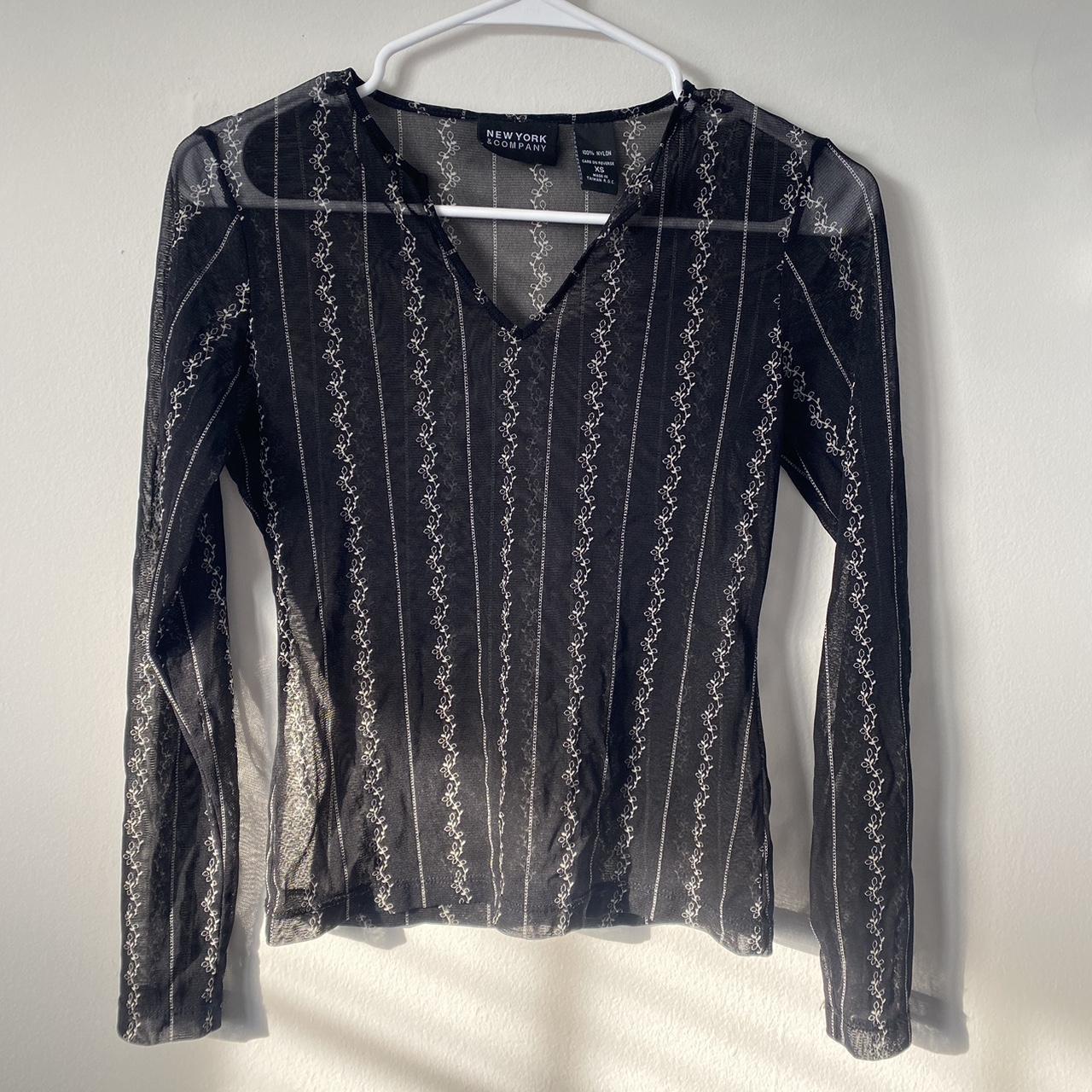 Vintage sheer mesh top with floral detail - this is... - Depop