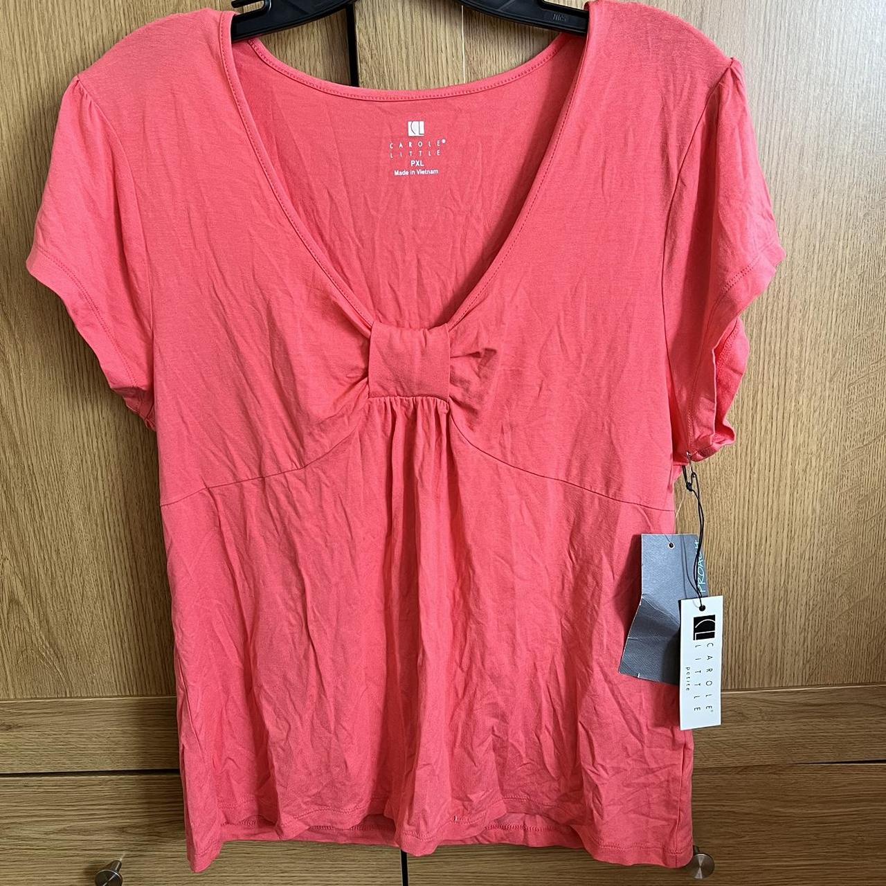 CAROLE LITTLE coral bow design stretchy top BNWT - Depop
