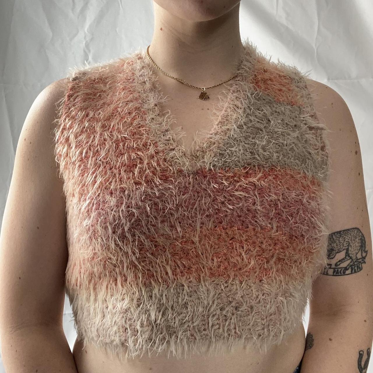 Fuzzy crocheted cropped vest 🧶🧸 handmade by me! best... - Depop