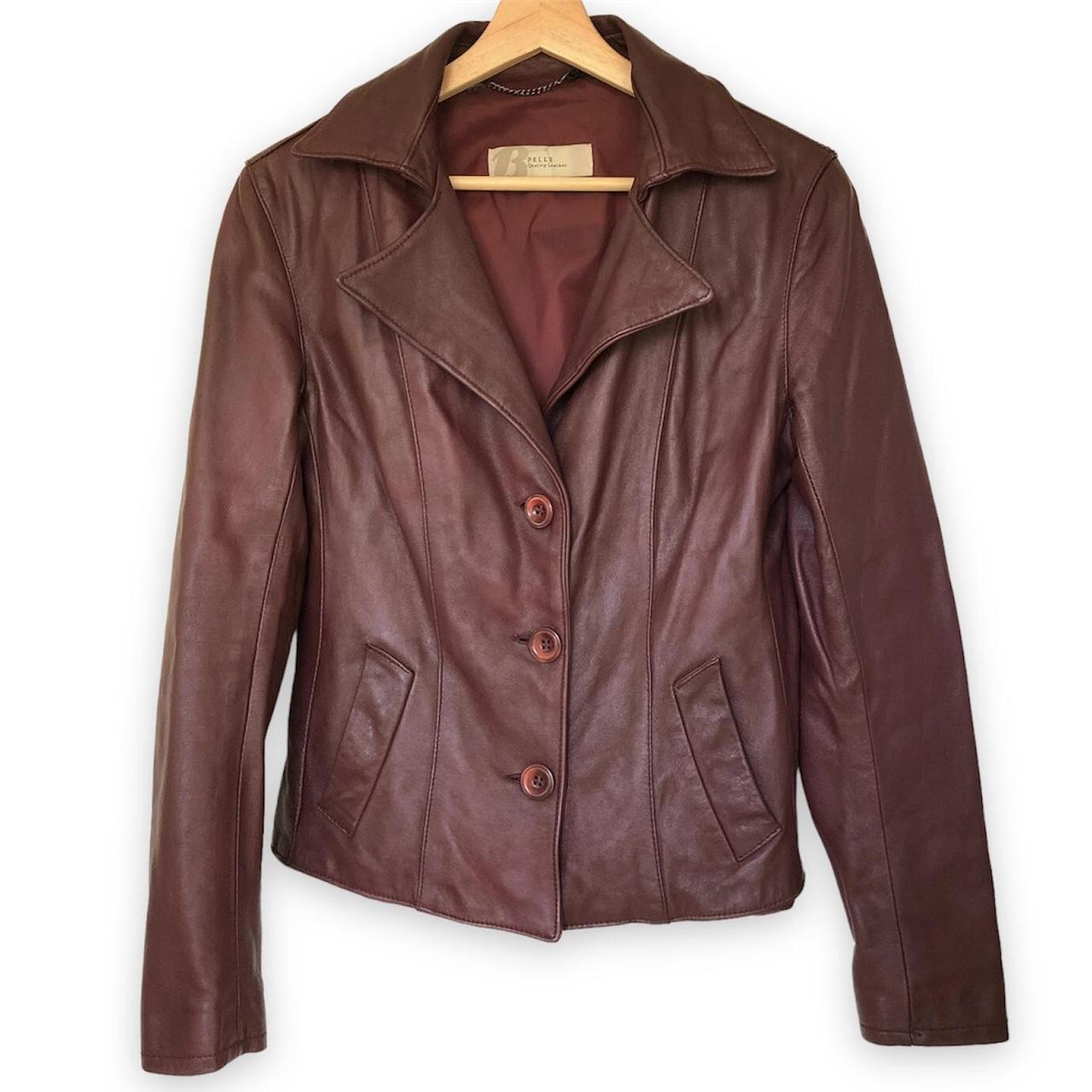 Vera Pelle Women's Burgundy Jacket | Depop